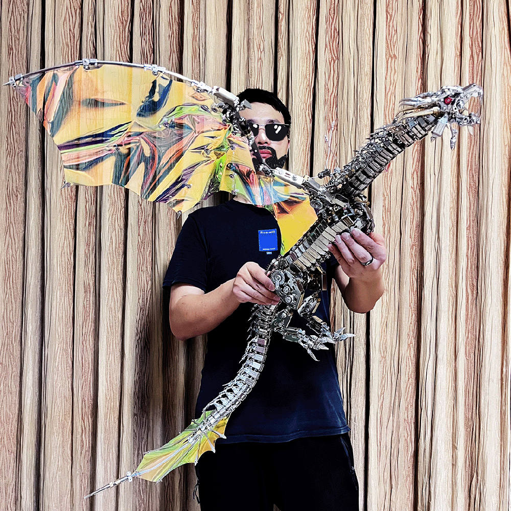 3D large metal mechanical dragon model puzzle model mythical creature ...