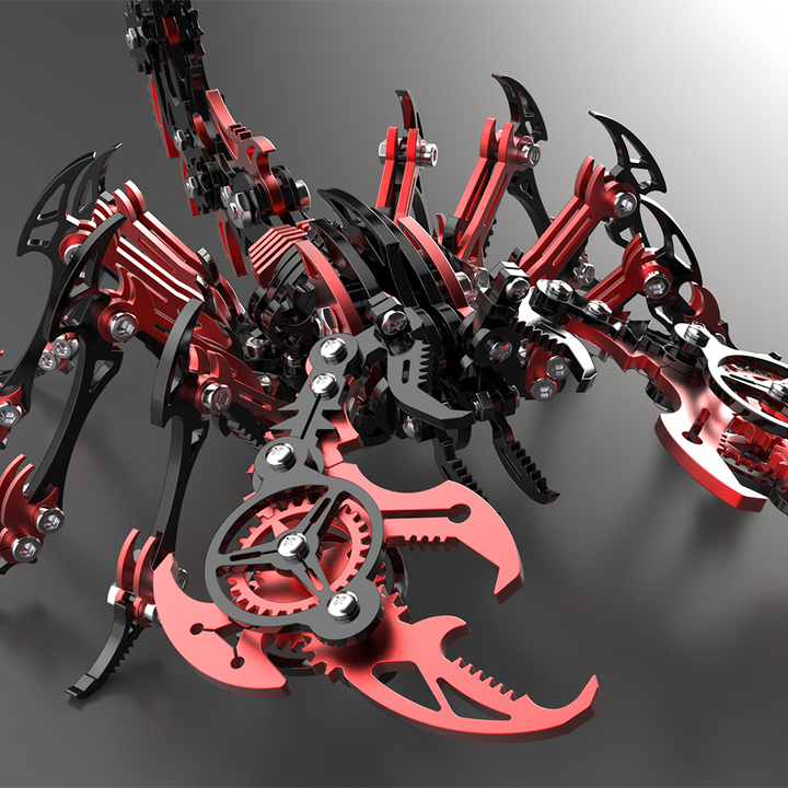 3D Mechanical Scorpion Metal Puzzle Red Black Model Kit – metalkitor