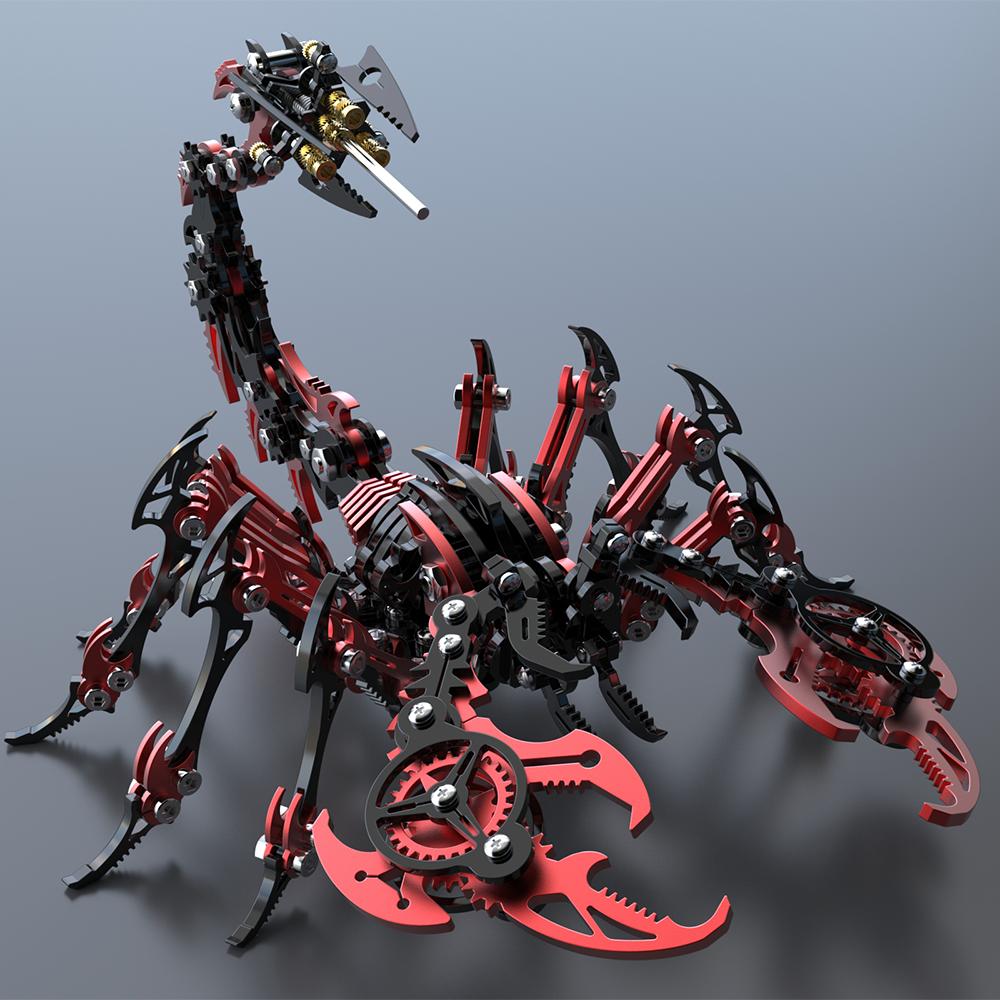 3D Mechanical Scorpion Metal Puzzle Red Black Model Kit – metalkitor