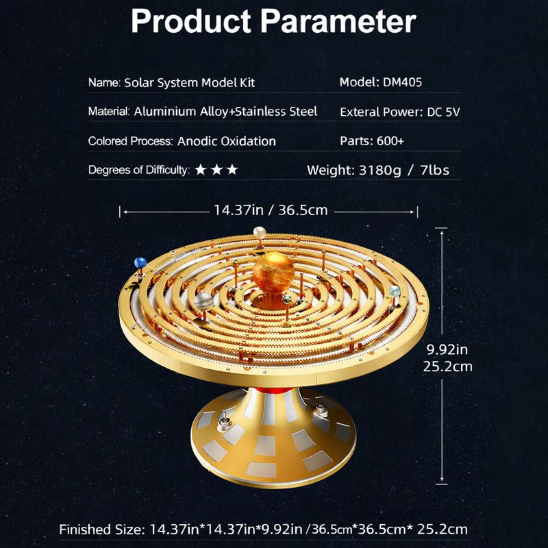 3D Metal Solar System Model Kit – Build-It-Yourself Working Orrery for ...