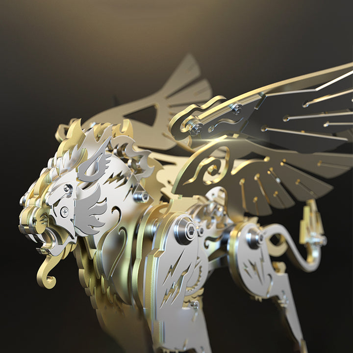 3D metal mechanical tiger with wings mythical creature model kit ...
