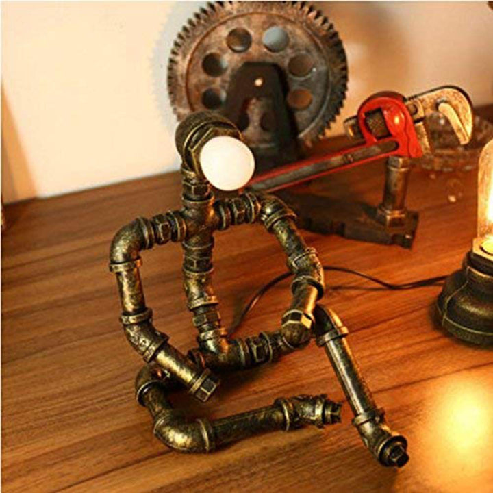 Steampunk Retro Lamps Industrial Robot Lamp Water Pipe Lights Desk Lam ...