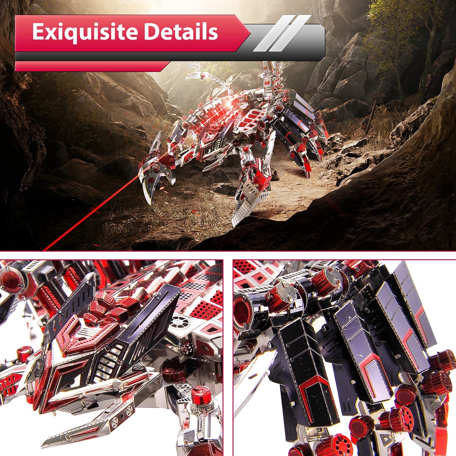 3D Metal Mechanical Red Devils Scorpion Model Kits DIY Art Craft Gift ...